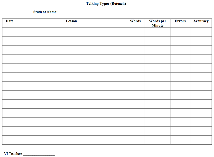 Talking Typer Tracking Forms – Paths to Literacy