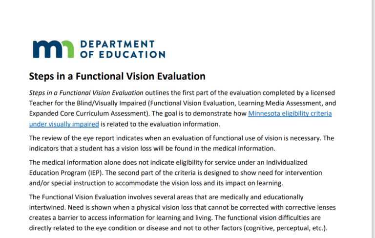Functional Vision Assessments – Paths to Literacy