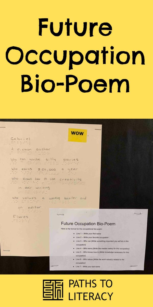 Future Occupation Bio-Poem – Paths to Literacy
